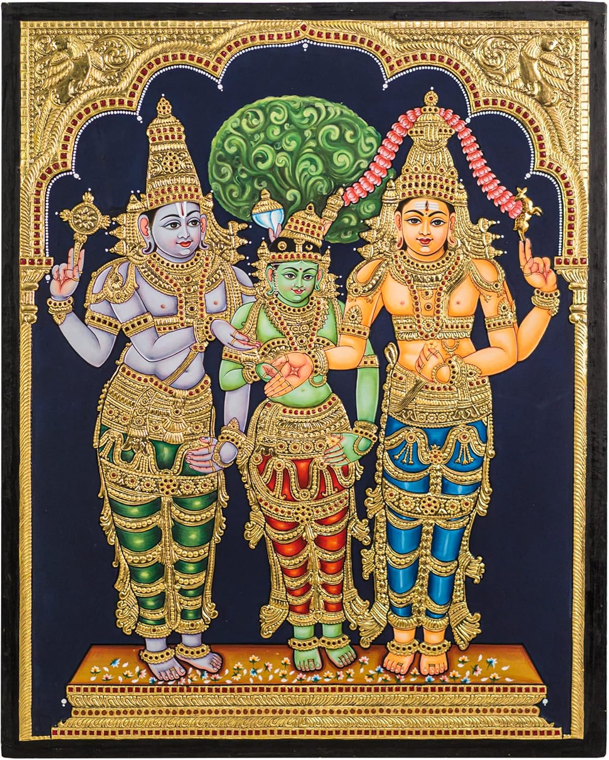 Mangala Arts Meenakshi Kalyanam Antique SemiEmbossed Tanjore Painting ...