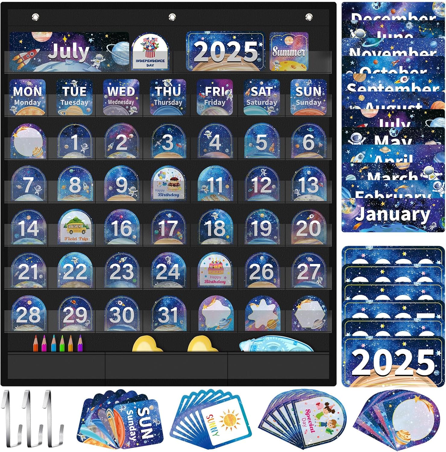 Amazon.com: AmazingSpark Classroom Calendar Pocket Chart with 116 Cards ...