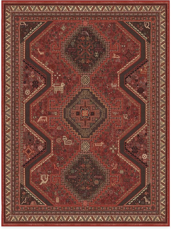 Amazon.com: RUGGABLE Washable 9x12 Large Area Rug, Zareen Scarlet Red ...