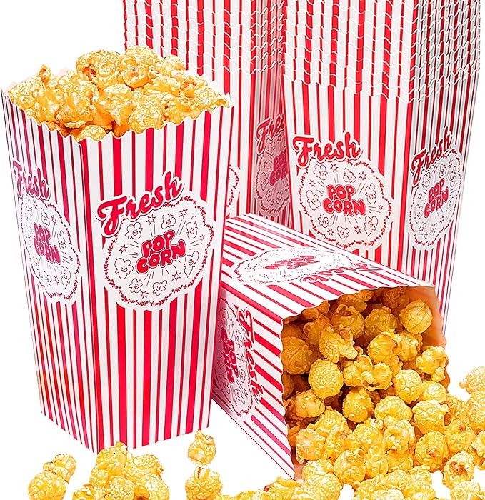 25 Stück Popcorn Boxen Popcorn Tüten,Rot/Weiß Gestreift Popcorntüten ...