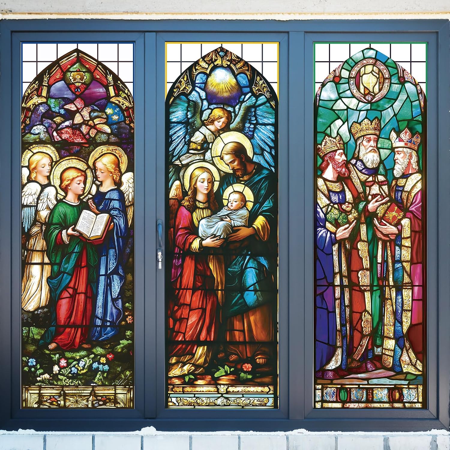 3Pcs Large 35 Inch Christmas Nativity Stained Glass Window Clings ...