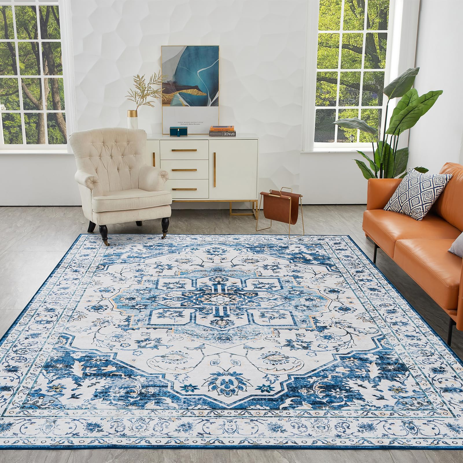 VIPBED Large Area Rug, 9X12 Washable Rug for Living Room, Ultra-Thin ...