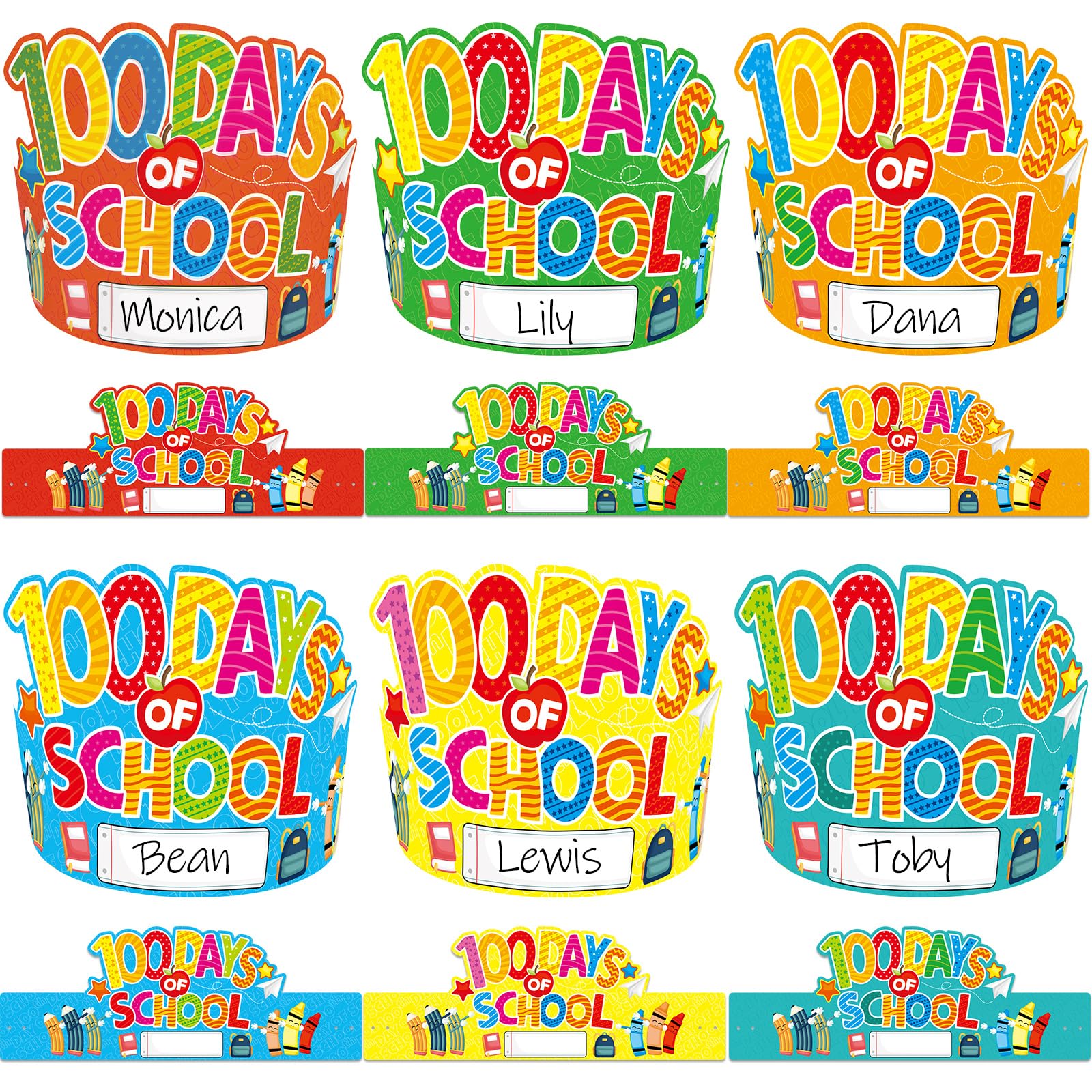 Amazon.com: 30PCS 100th Day Paper Crowns 100 Days of School Birthday ...