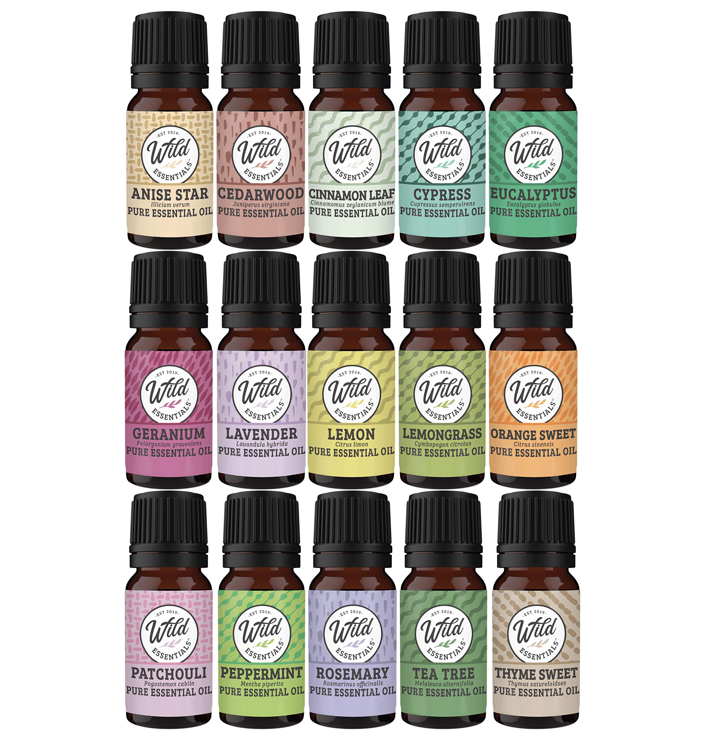 Buy Wild Essentials 15-Piece 100% Pure Therapeutic Grade Essential Oil Single Note, Kit ...
