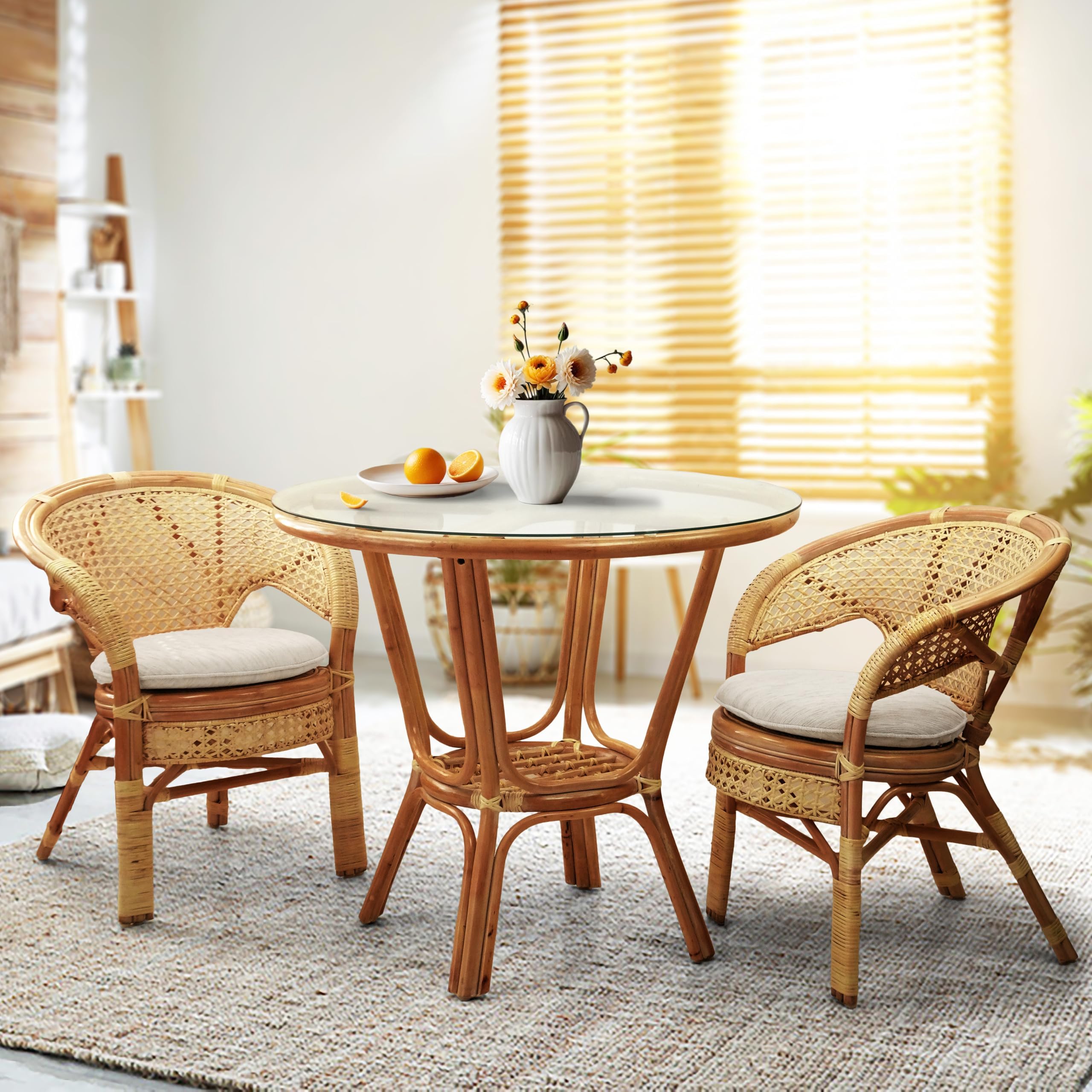 Amazon.com - kingrattan.com Rattan Dining Room Furniture 5 Piece Set Chairs and Table (#2401H ...