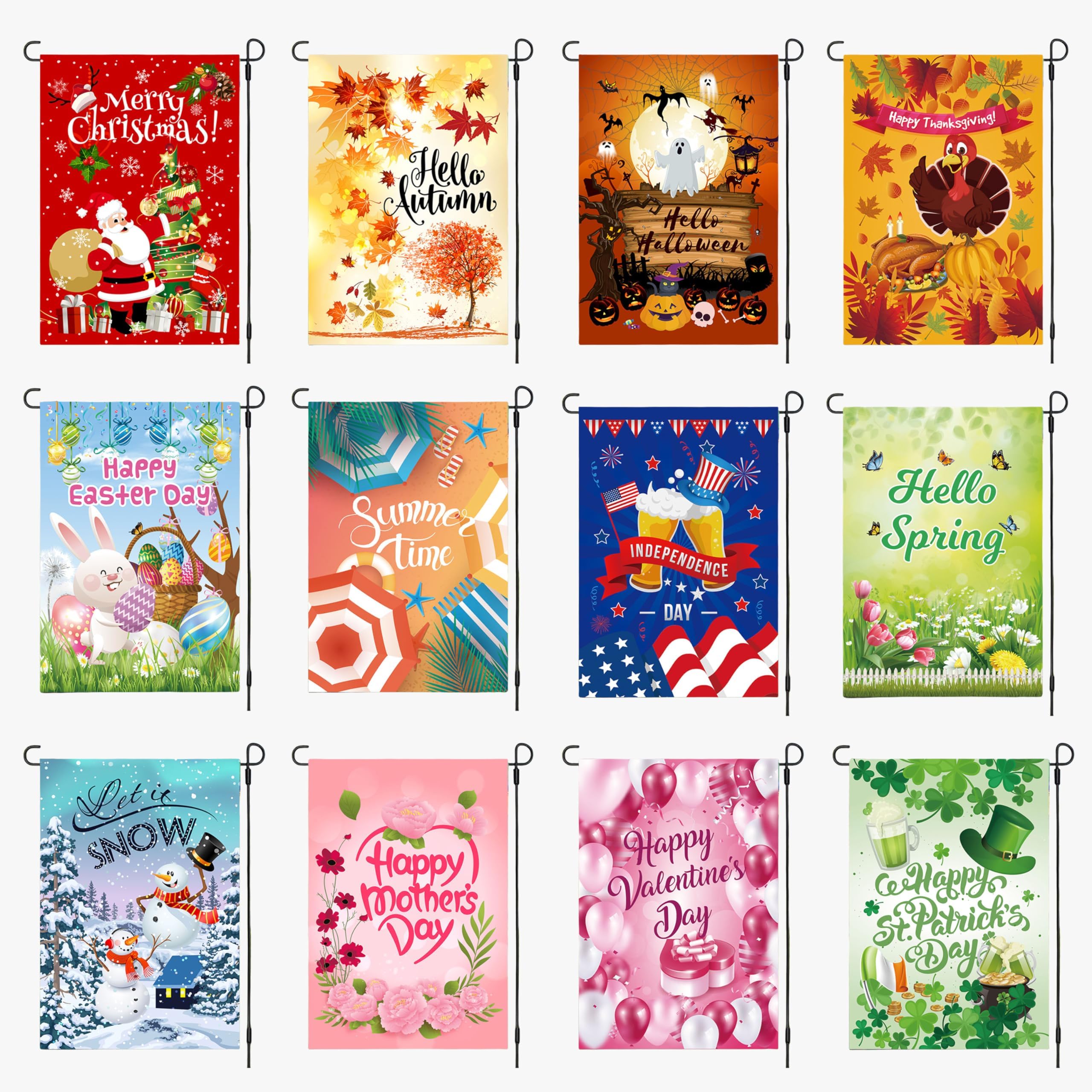 Amazon.com : VitalCozy 20 Pieces Seasonal Garden Flags Set Holiday ...