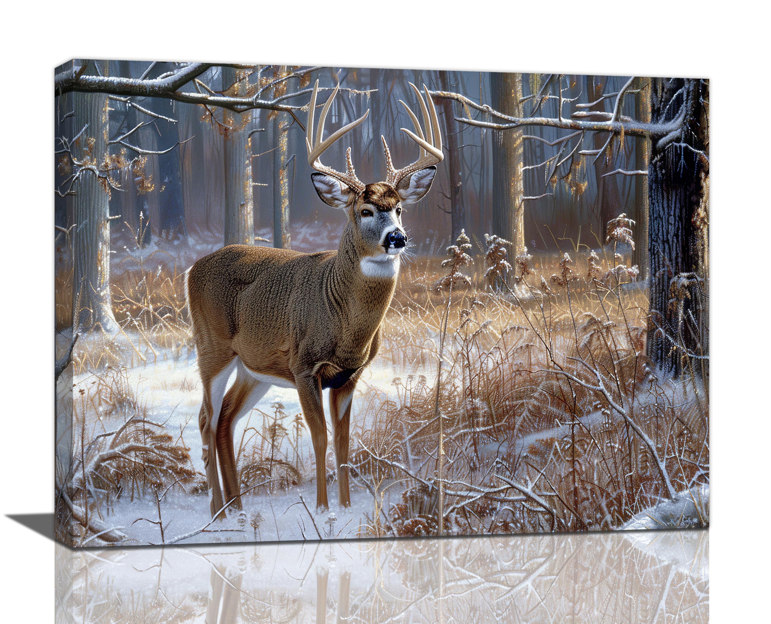 Amazon.com: YOSHANA Forest Deer Wall Art Winter Tree Canvas Pictures ...
