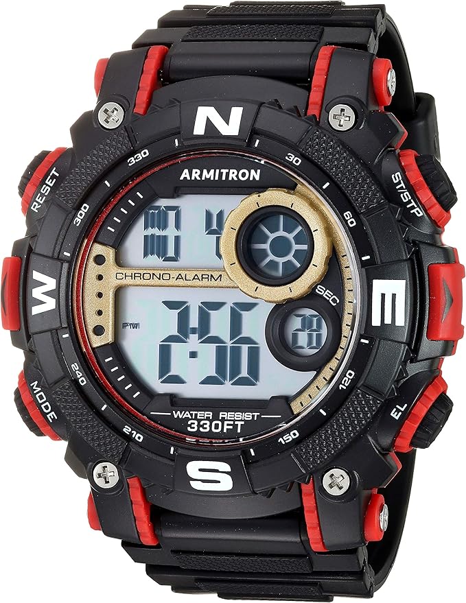 Amazon.com: Armitron Sport Men's Dark Red Accented Digital Chronograph Black Resin Strap Watch ...