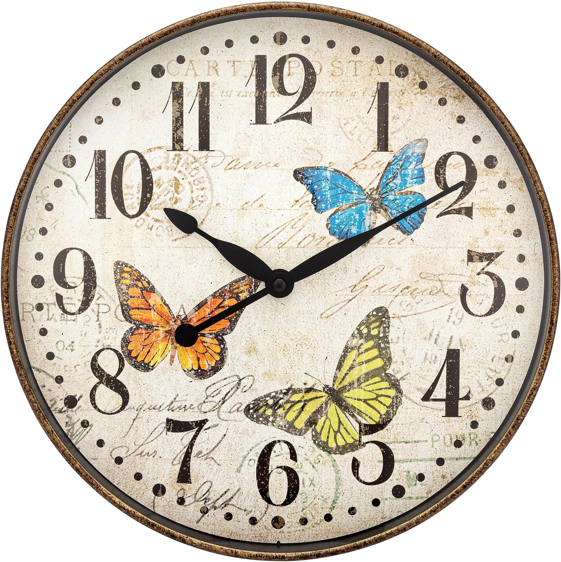 Amazon.com: Evergreen Metal and Glass Shaped Wall Clock, Butterfly ...