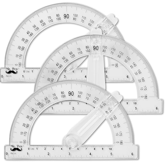 Mr. Pen- Protractor, 6 Inch Protractor with Arm, Pack of 3, Protractor ...
