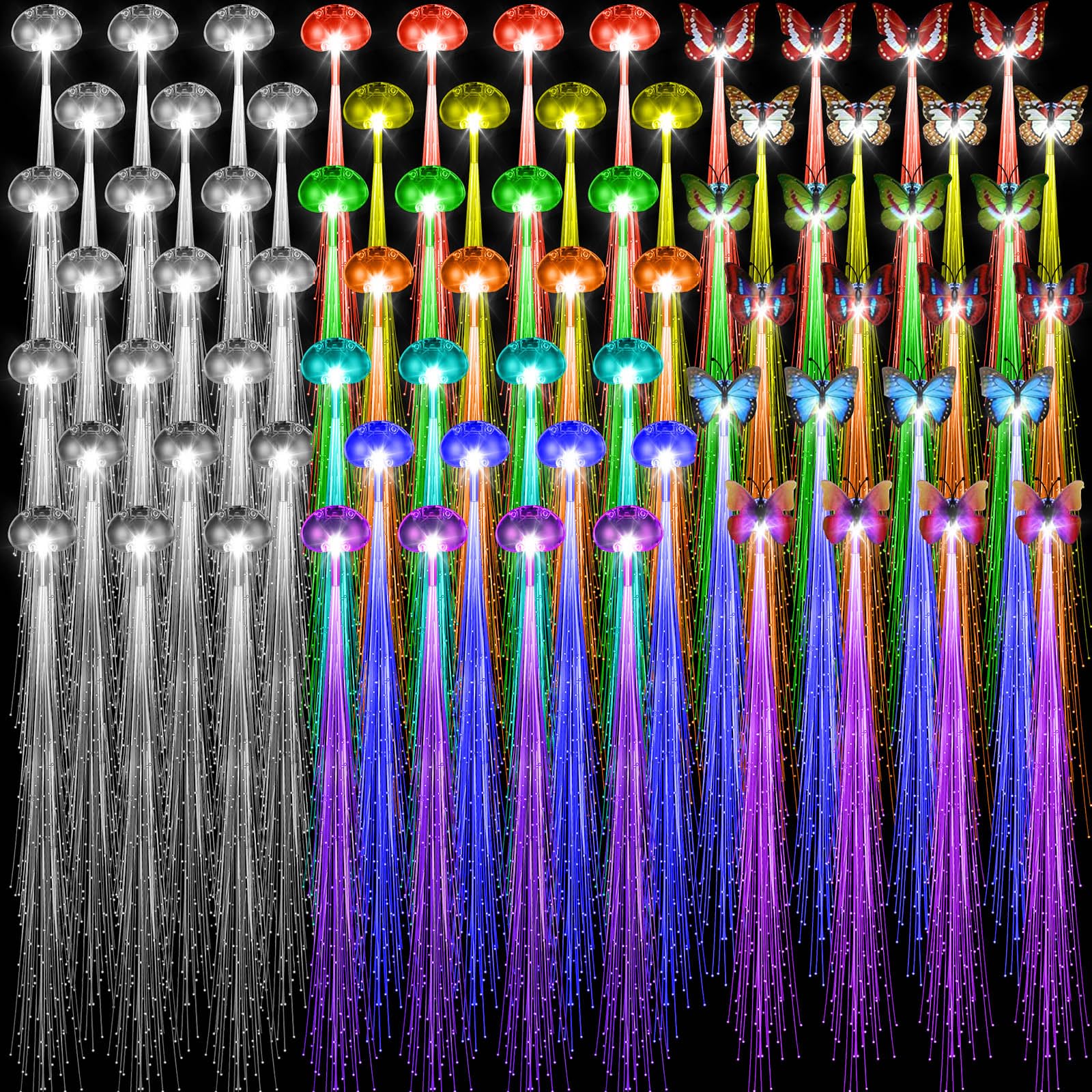 Amazon.com : 60 Pcs Halloween Lighted Hair Accessories LED Hair Clips ...