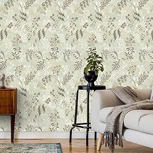 VaryFloral Sage Green Wallpaper Fern Leaf Self Adhesive Vinyl ...