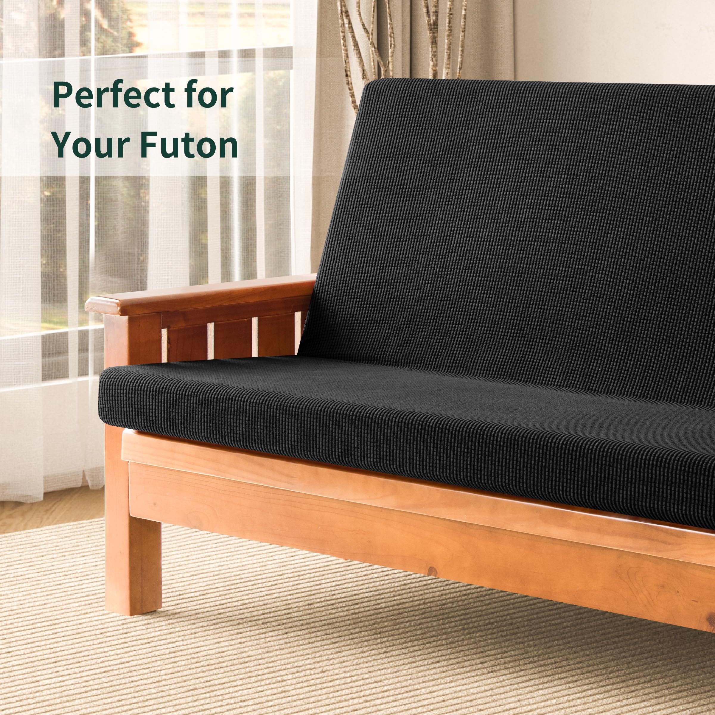 CHUN YI Jacquard Futon Cover Full Size Futon Mattress Cover Stretch ...