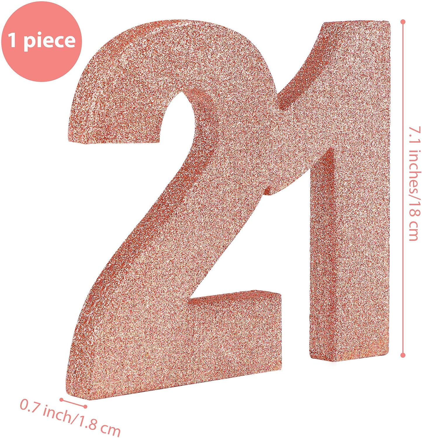 ADXCO 21st Rose Gold Glitter Digital Ornaments Birthday Number ...