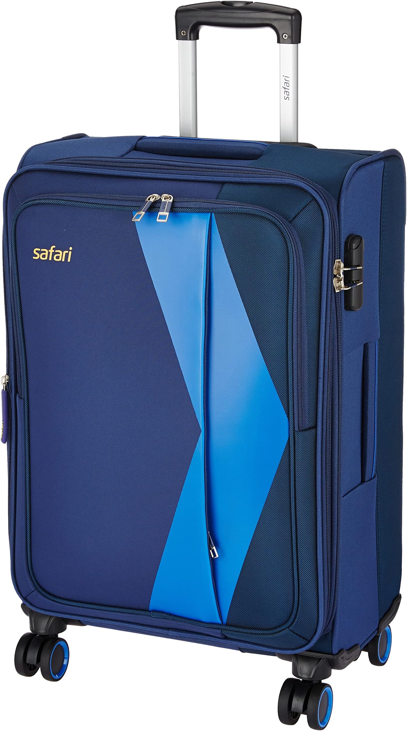 Safari Swift Plus Polyester Blue 4W Soft Shell Speedwheel Trolley ...