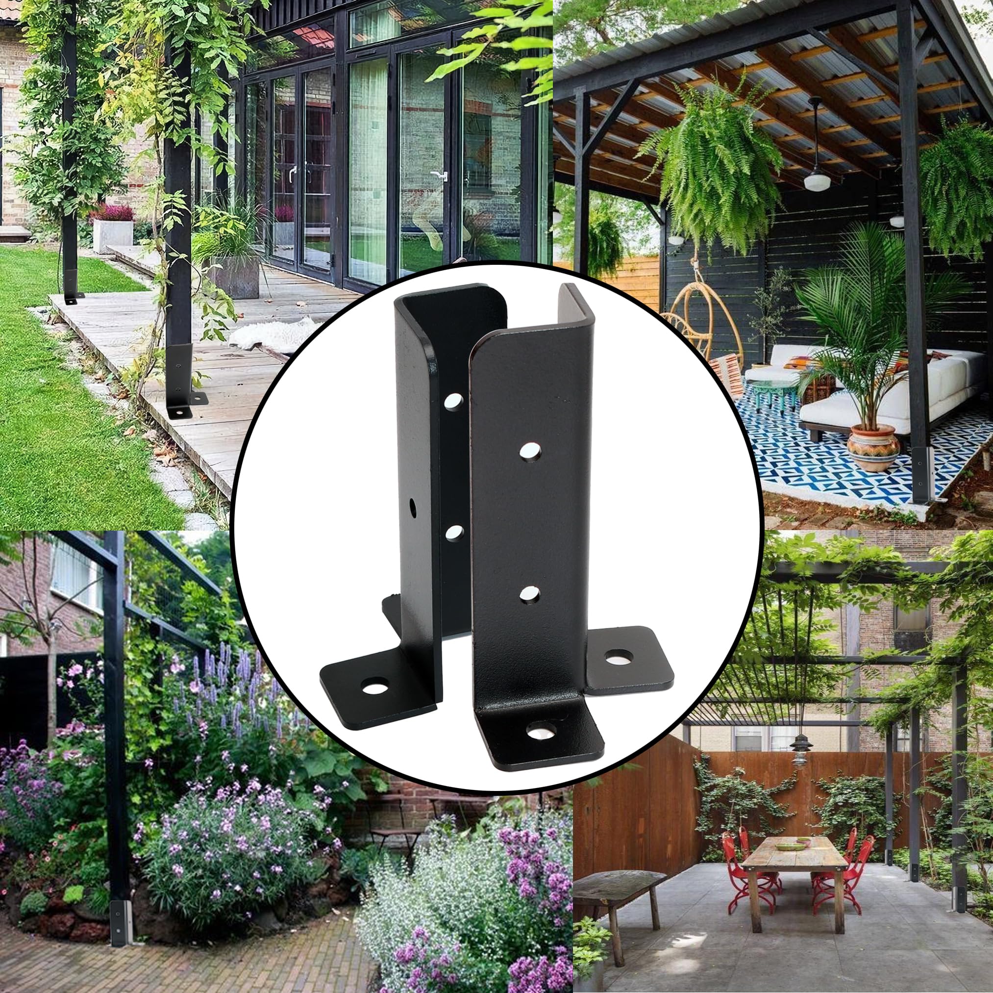 Snapklik.com : 8pcs Adjustable Deck Post Base Brackets Fit 1.5x1.5,2x2 ...