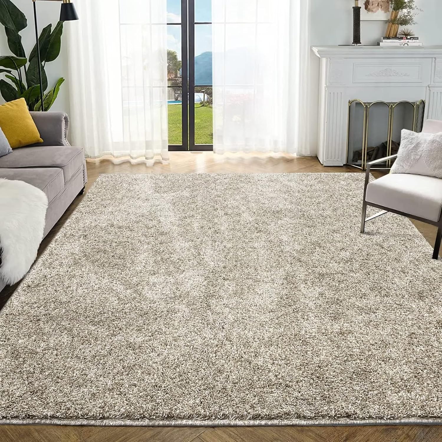 Amazon.com: GlowSol Solid Shag Area Rug 8x10 Modern Shaggy Area Rug ...