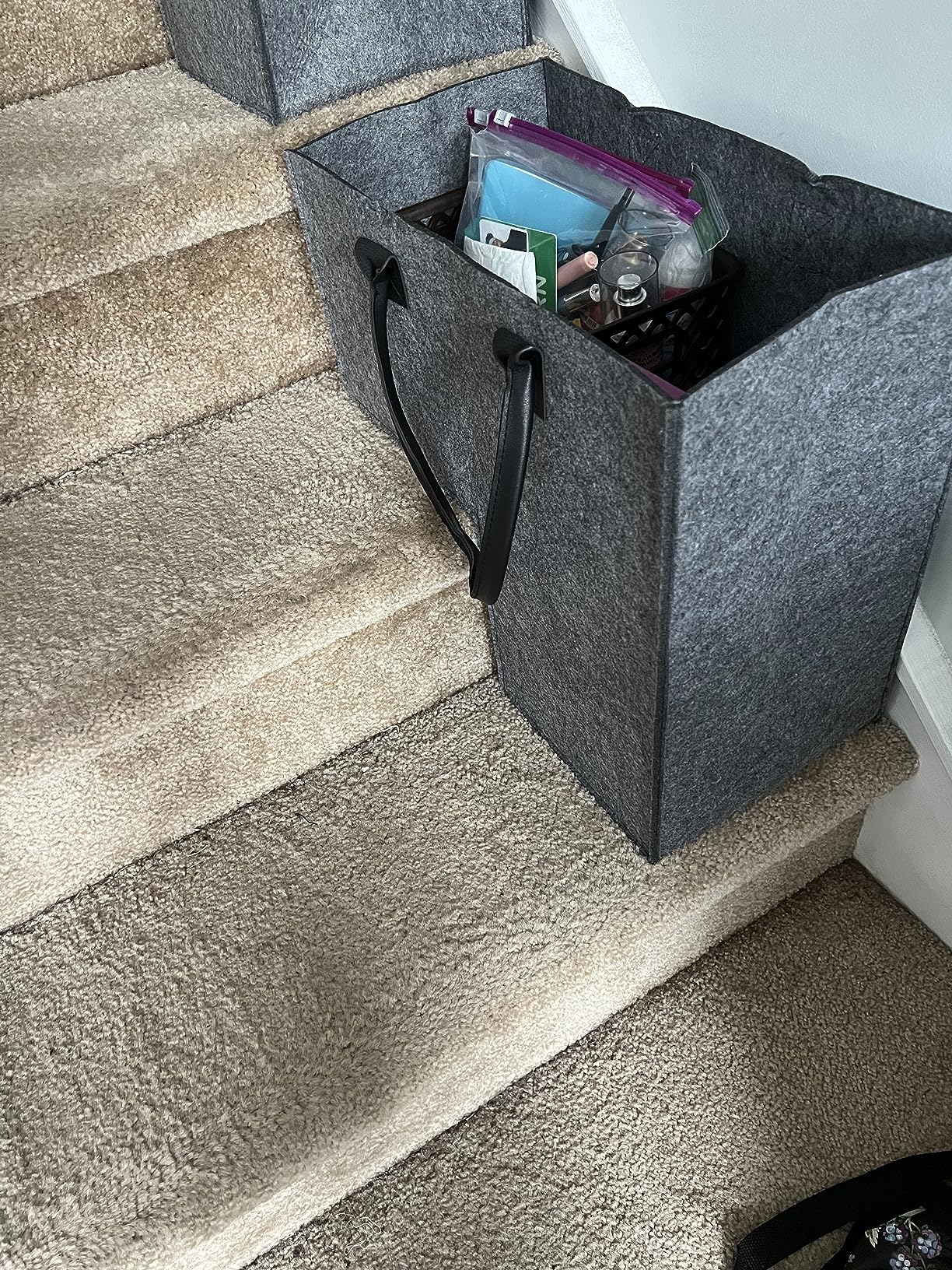 $7/mo - Finance MODOWEY 2Pcs L-Shape Stair Basket Organizer, Foldable ...