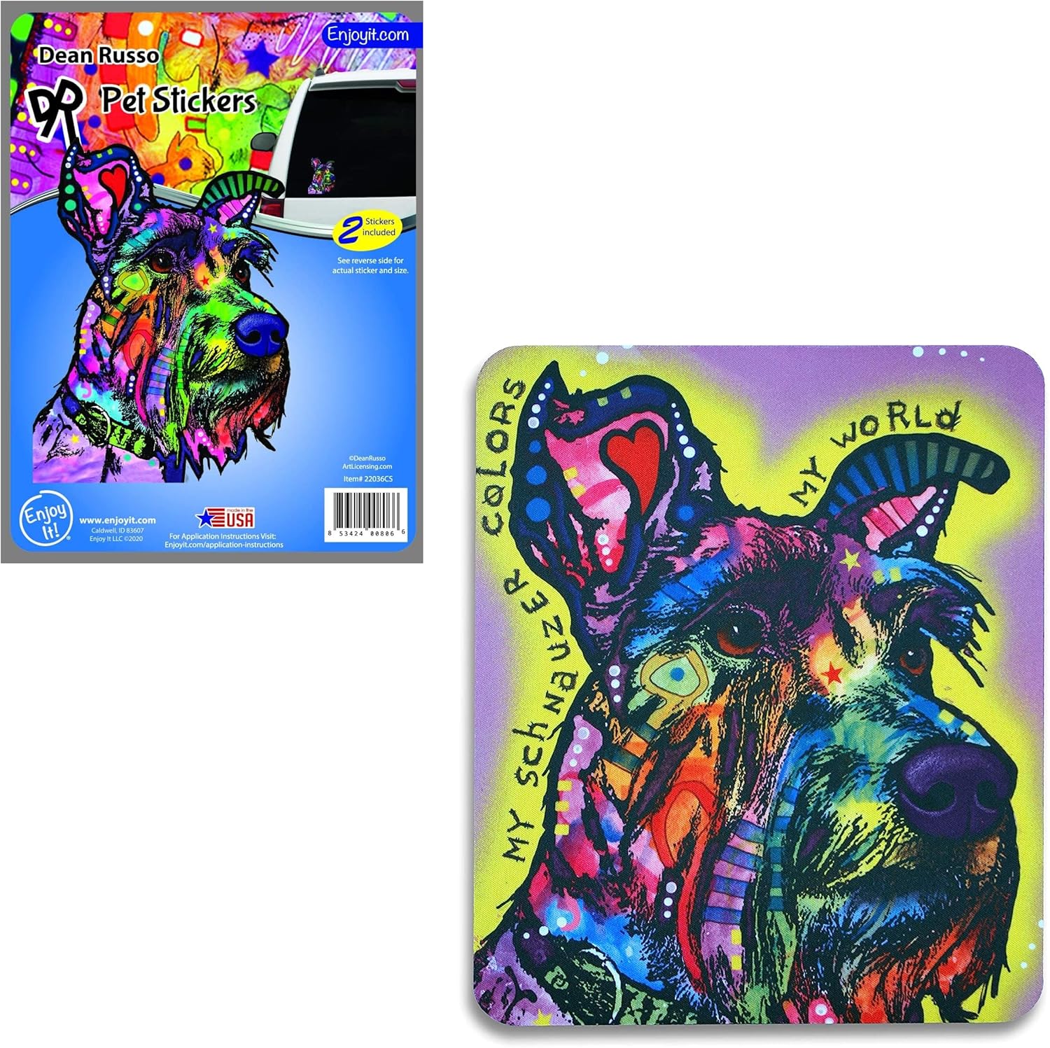 Amazon.com: Enjoy It Dean Russo Schnauzer Car Sticker & Mouse Pad ...