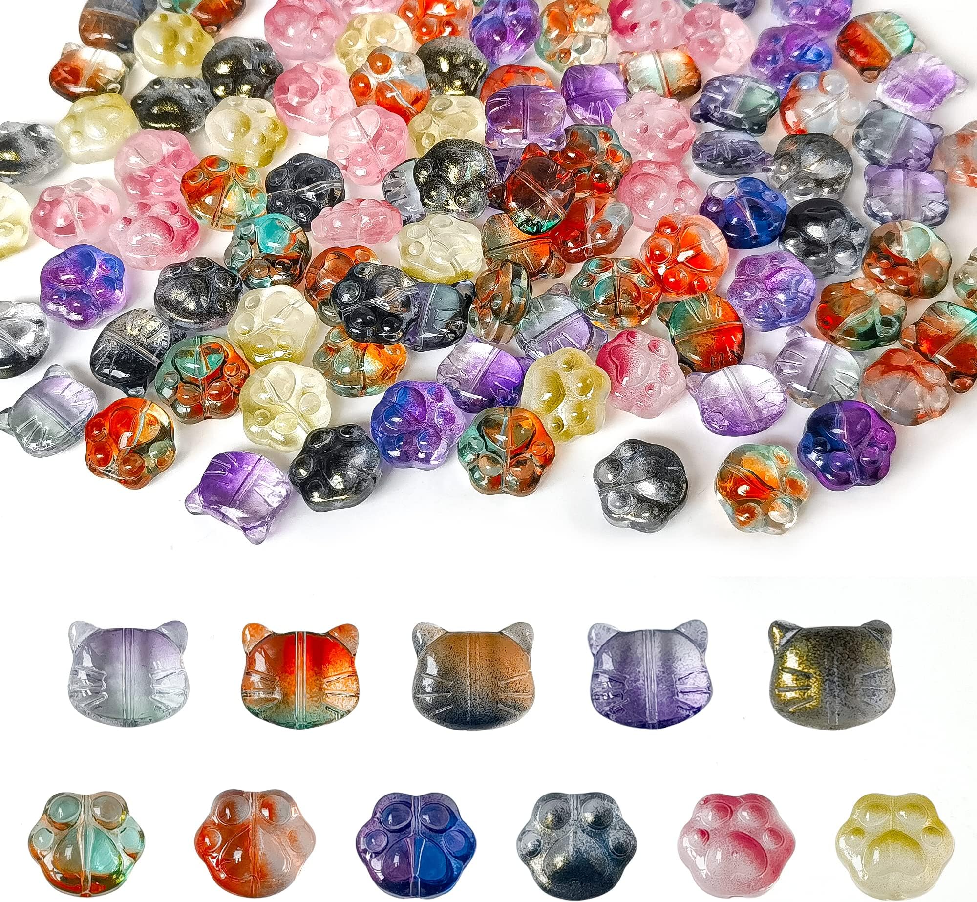 Amazon.com: SEWACC 50pcs Lucky Cat Beads Japanese Maneki Porcelain ...