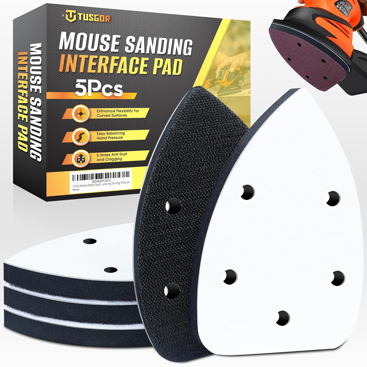 TUSGOR 5 Pack Mouse Detail Sanding Interface Pad Hook and Loop ...