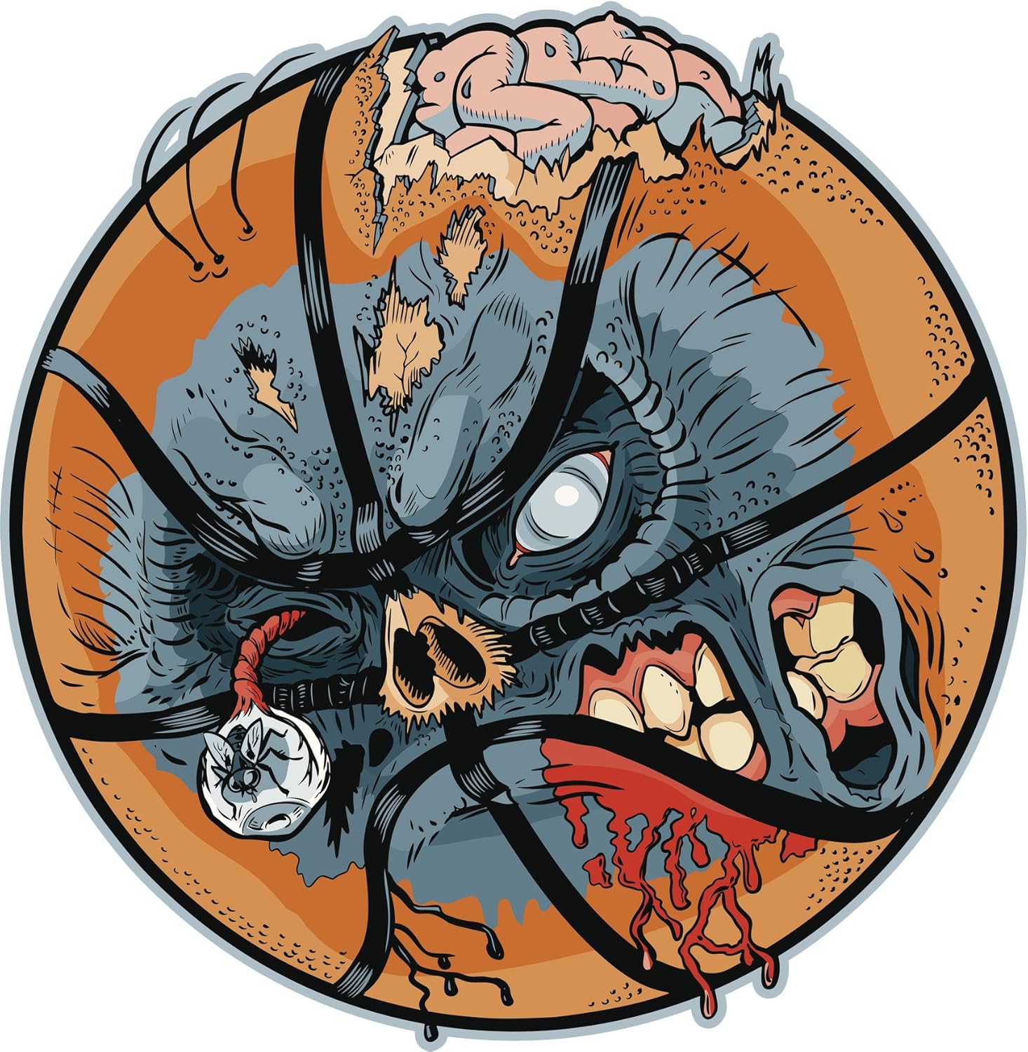 Amazon.com: Rotting Zombie Skull Head Basketball Vinyl Decal Sticker (8 ...