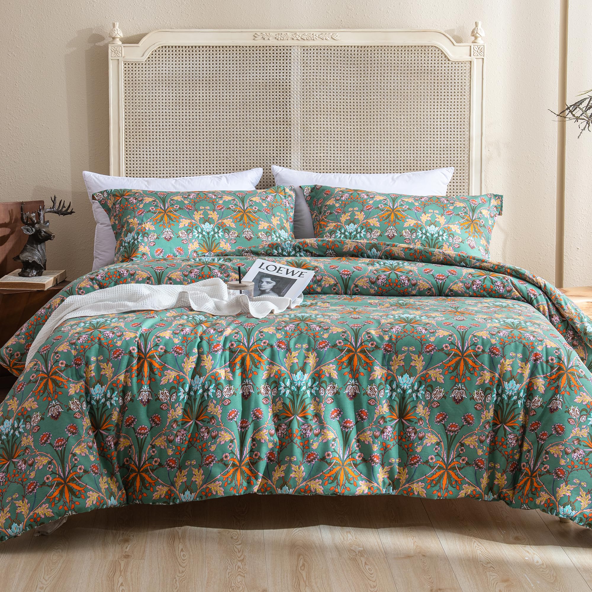 SexyTown Floral Comforter Queen Size,100% Cotton Floral Bedding ...