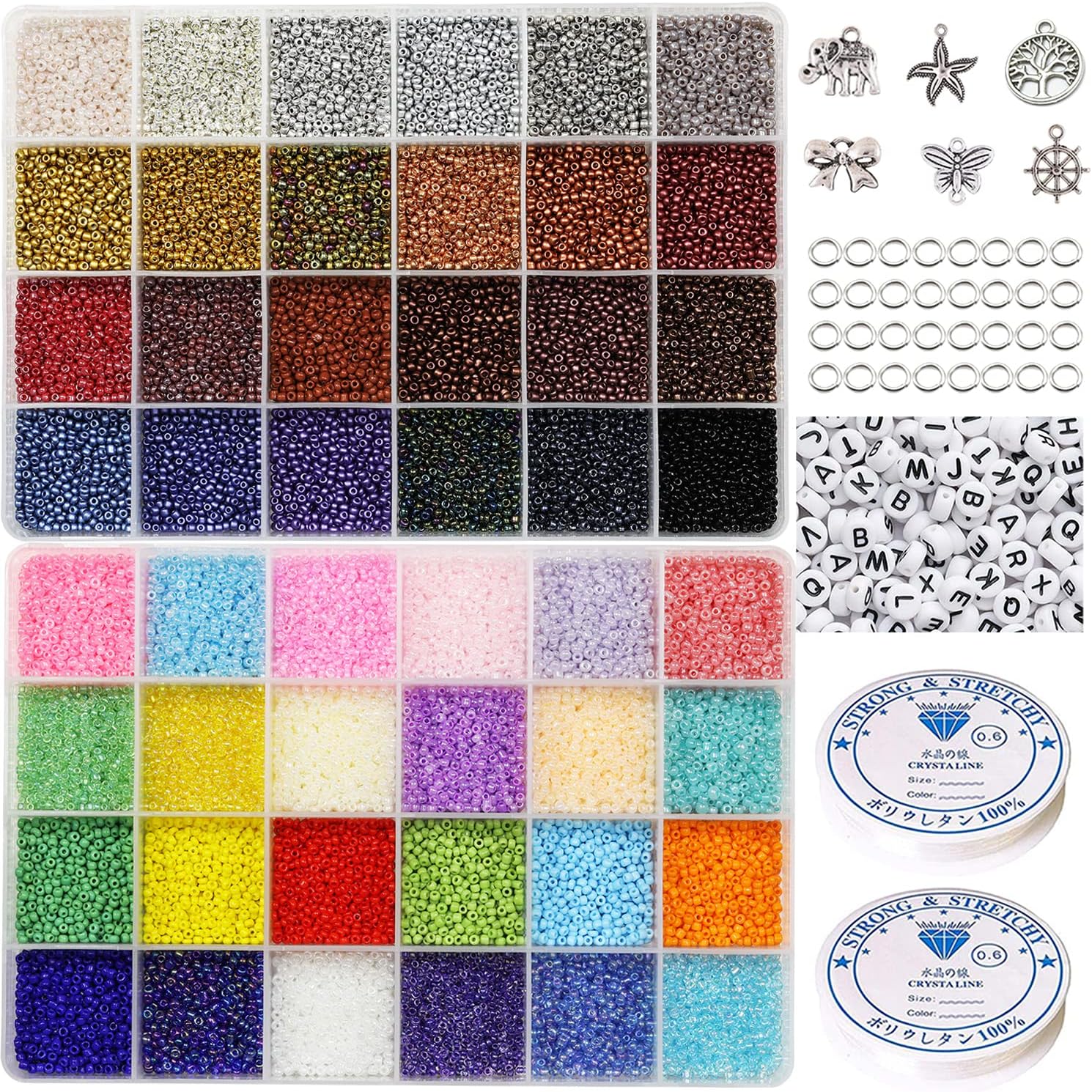 Amazon.com: KERGAEN Size 2mm 12/0 Seed Beads About 15600pcs, Small Seed ...