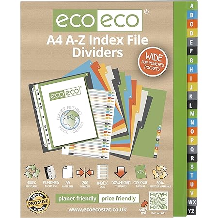 Leitz A4 A-Z Index, Heavy Duty Plastic and Cardboard, Blue/White ...