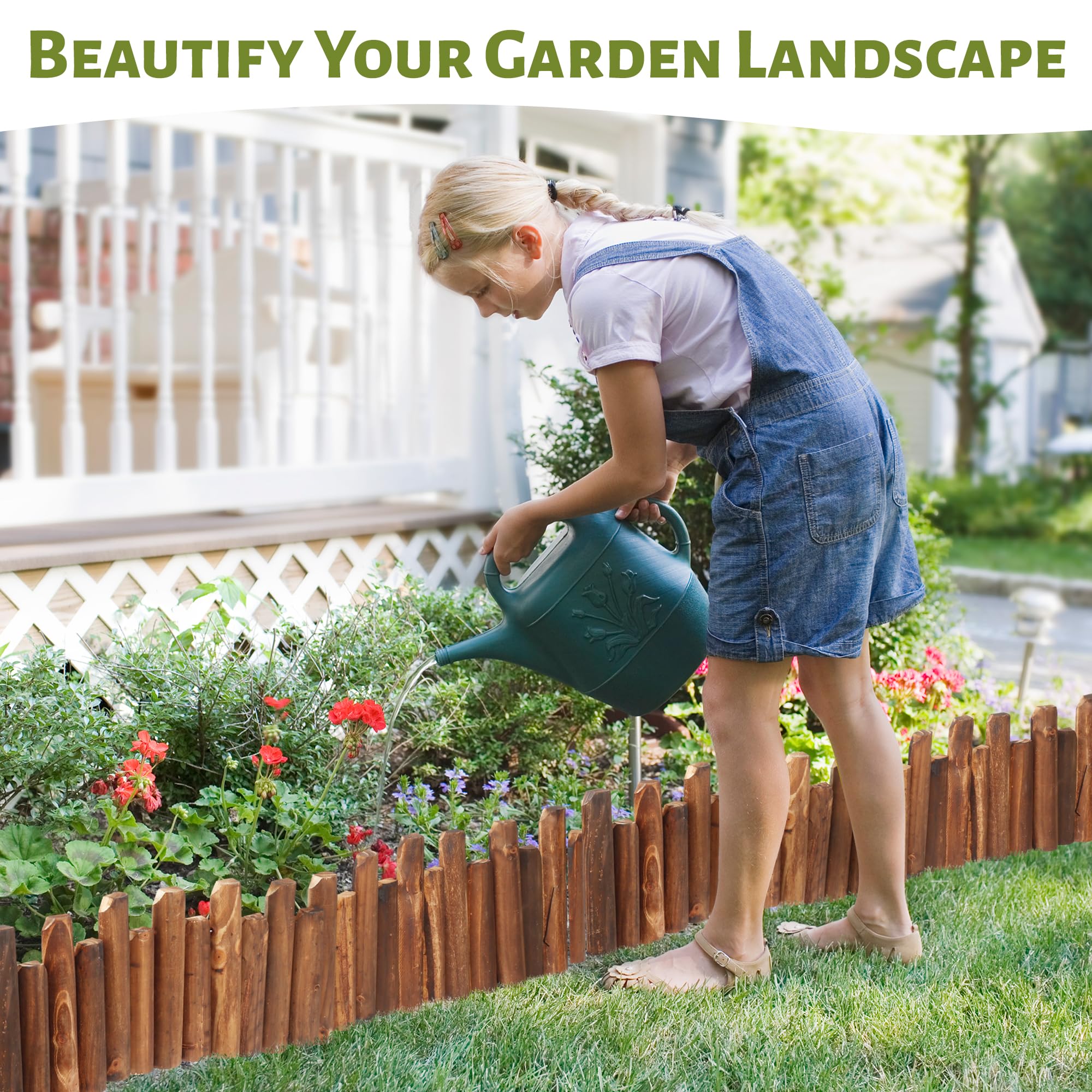 Snapklik.com : Wooden Fence Edging, Garden Fencing Border, Wood ...