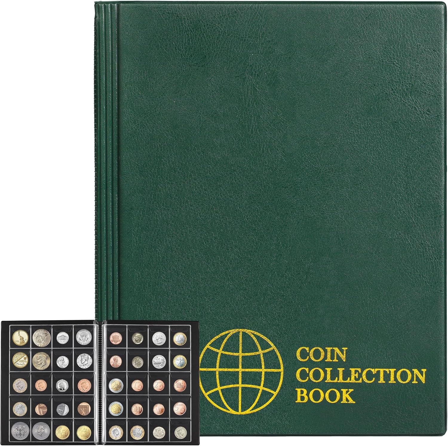 200 Pockets Coin Albums - 45x45 mm/1.8x1.8 inch Pocket Green Coin Book ...