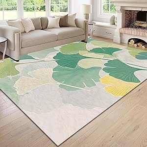 Amazon.com: 3D Ginkgo Leaf Area Rug 5x7ft - Non-Slip Washable Carpet ...