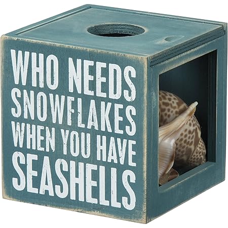 Amazon.com: Primitives by Kathy 24673 Distressed Blue Wooden Sea Shell ...