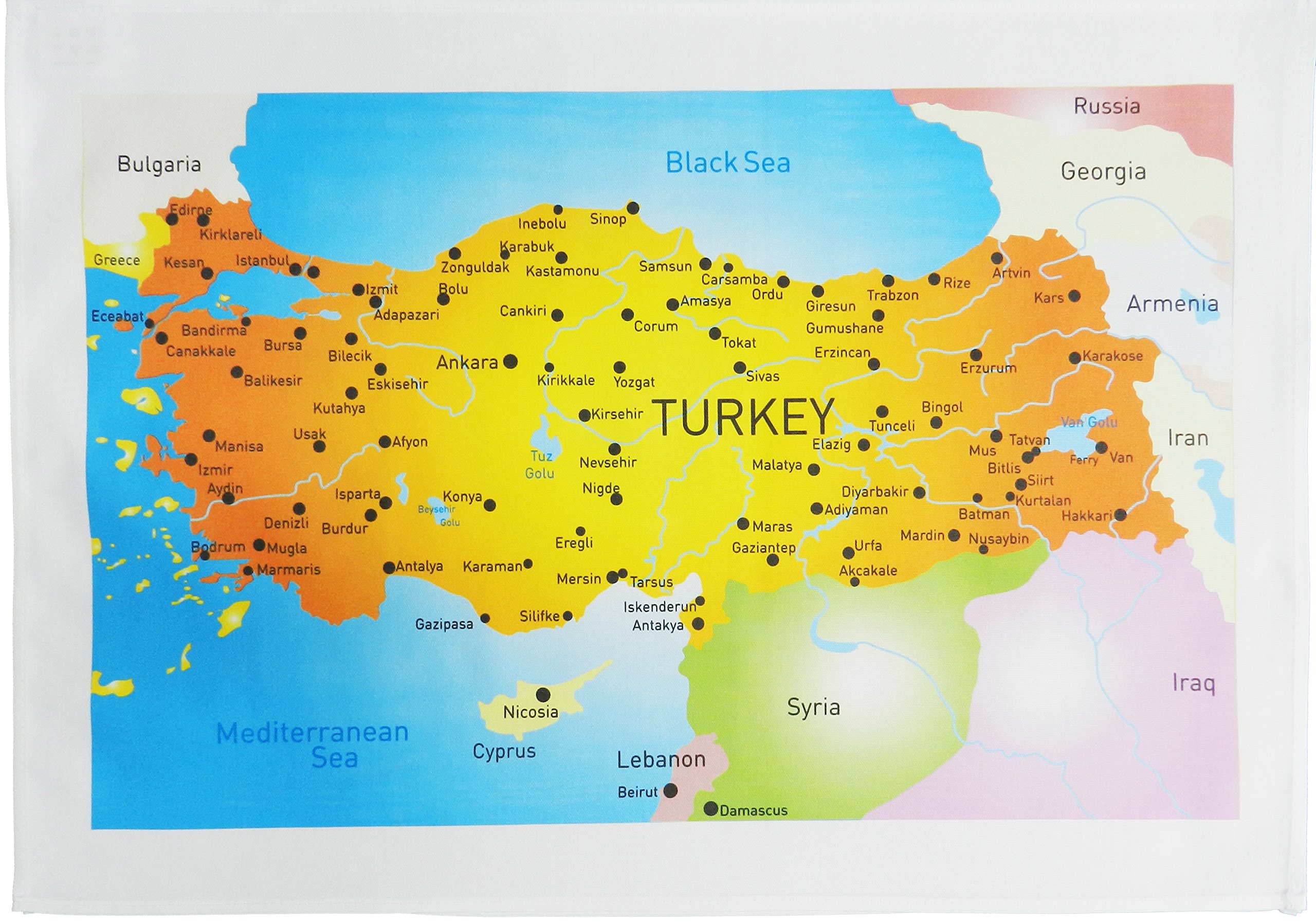 Half a Donkey Map of Turkey- Large Cotton Tea Towel : Amazon.co.uk: Grocery