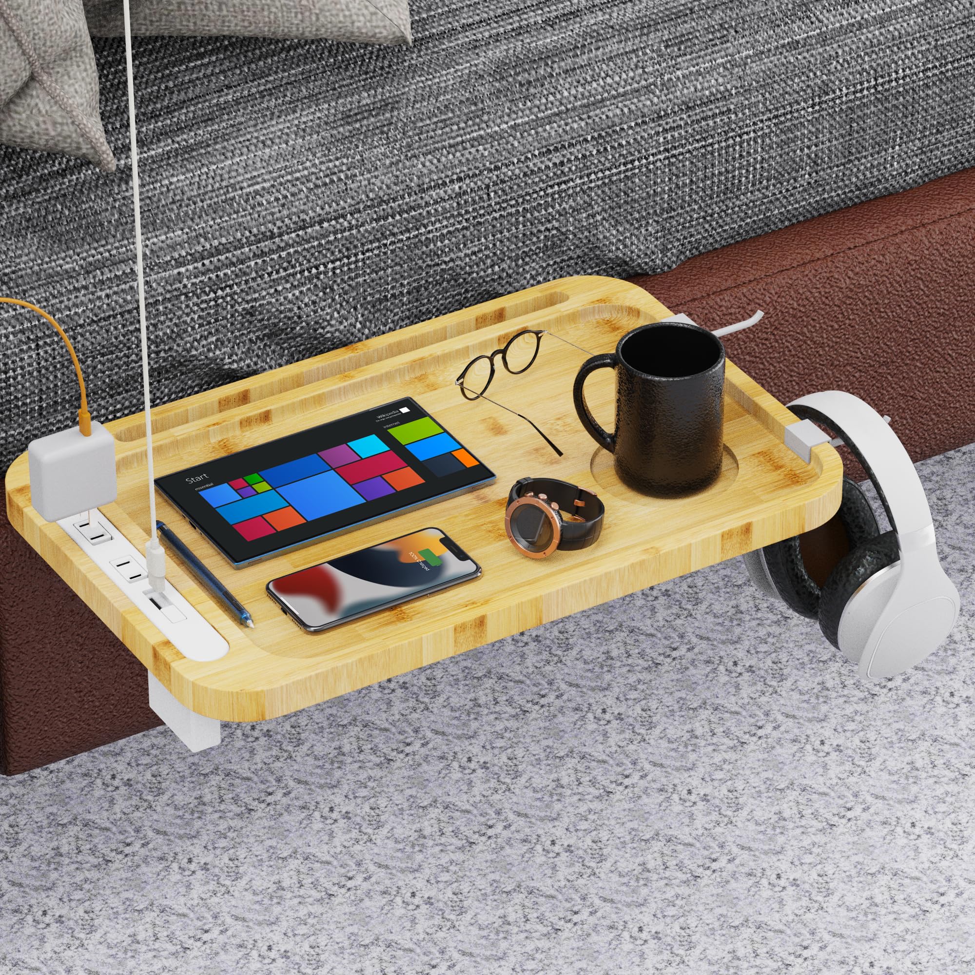 Amazon.com - Bedside Shelf with USB Charging Port - Cup Holder, and AC ...