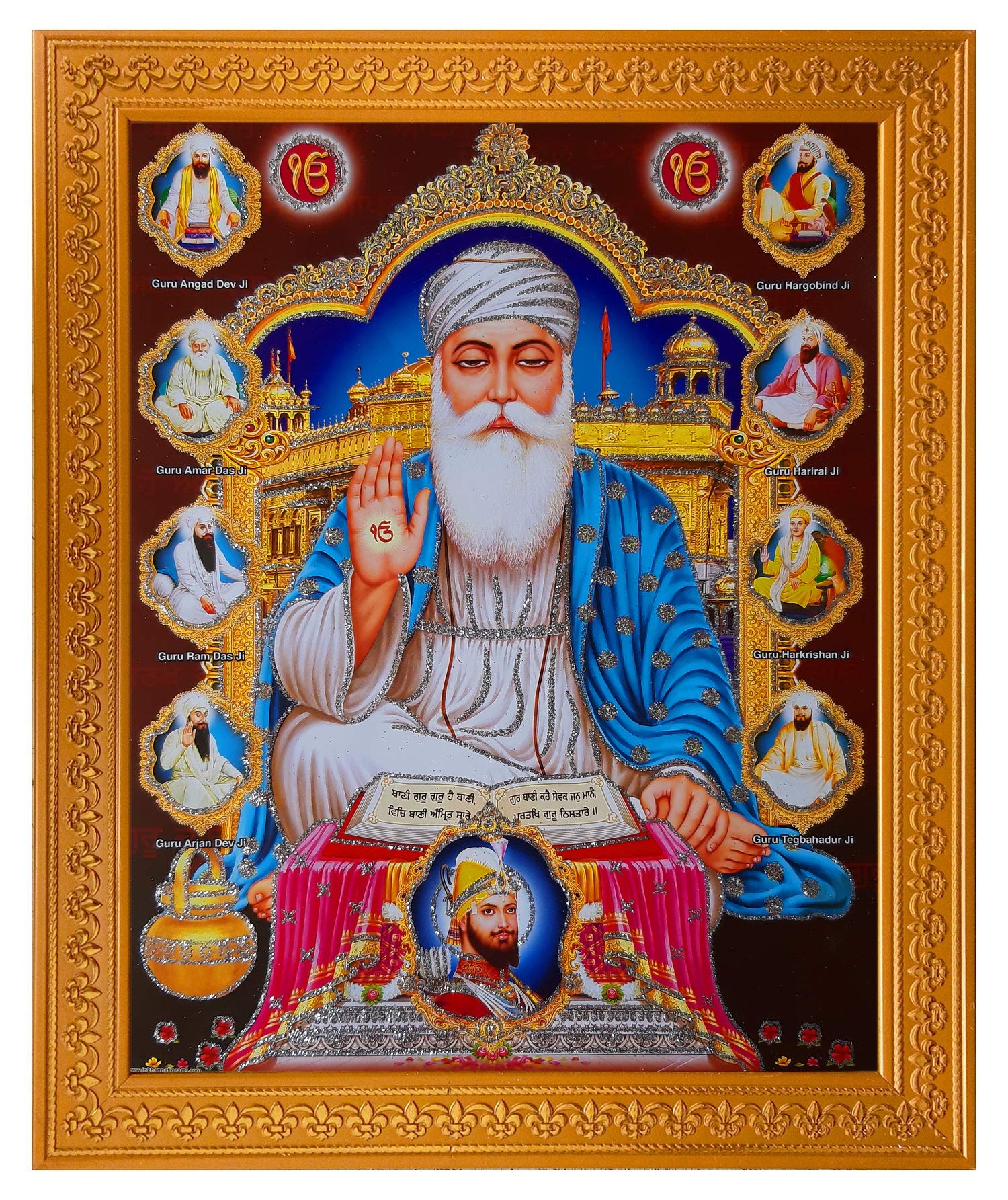 Buy Shree Handicraft Lord Guru Nanak Dev Ji with Govind Singh ji Photo ...