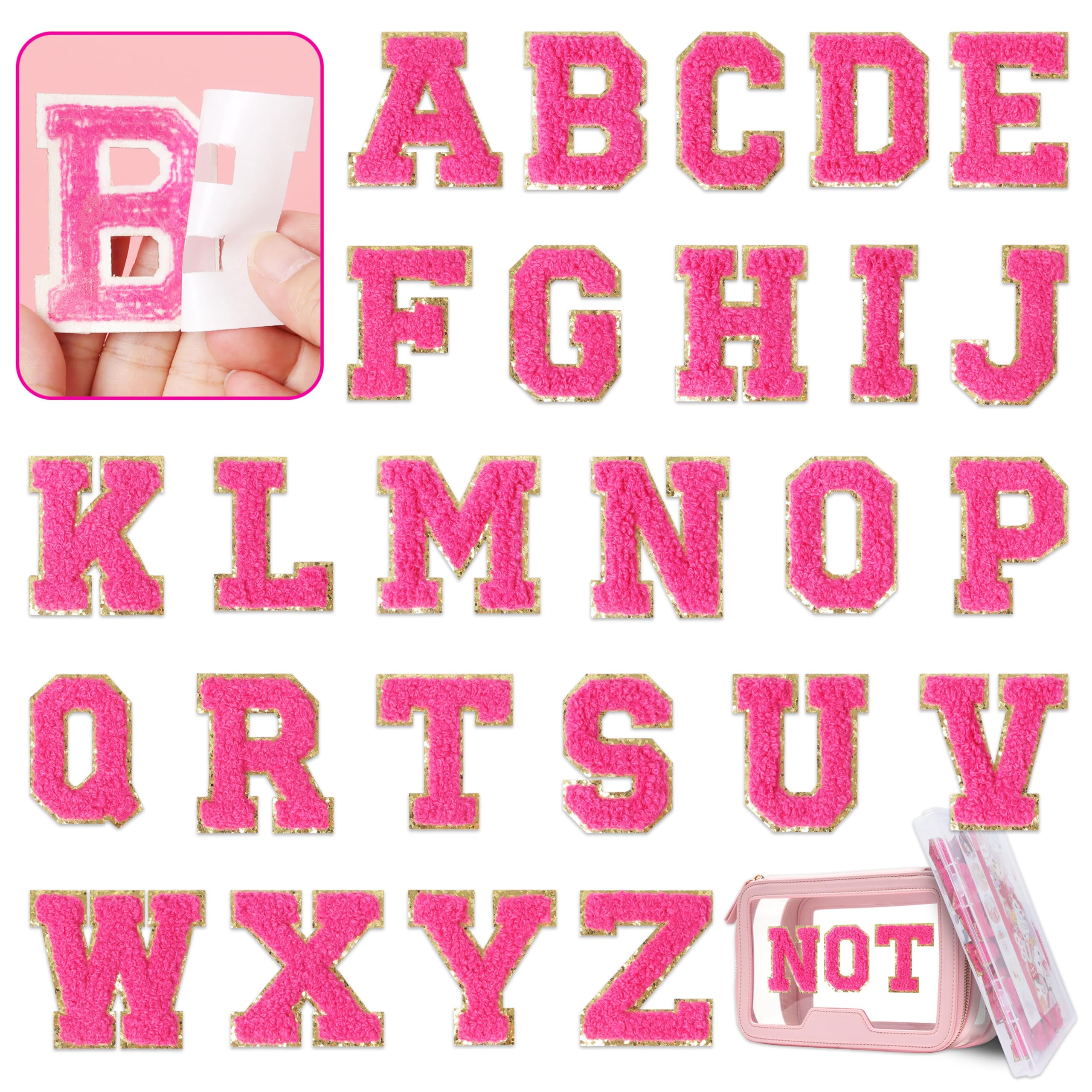Amazon.com: KINGSOW Pink Self-Adhesive Letters Patches: Chenille ...