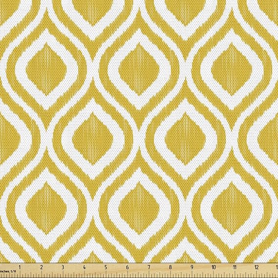 Amazon.com: Ambesonne Ikat Fabric by The Yard, Geometric Ornate Mesh ...