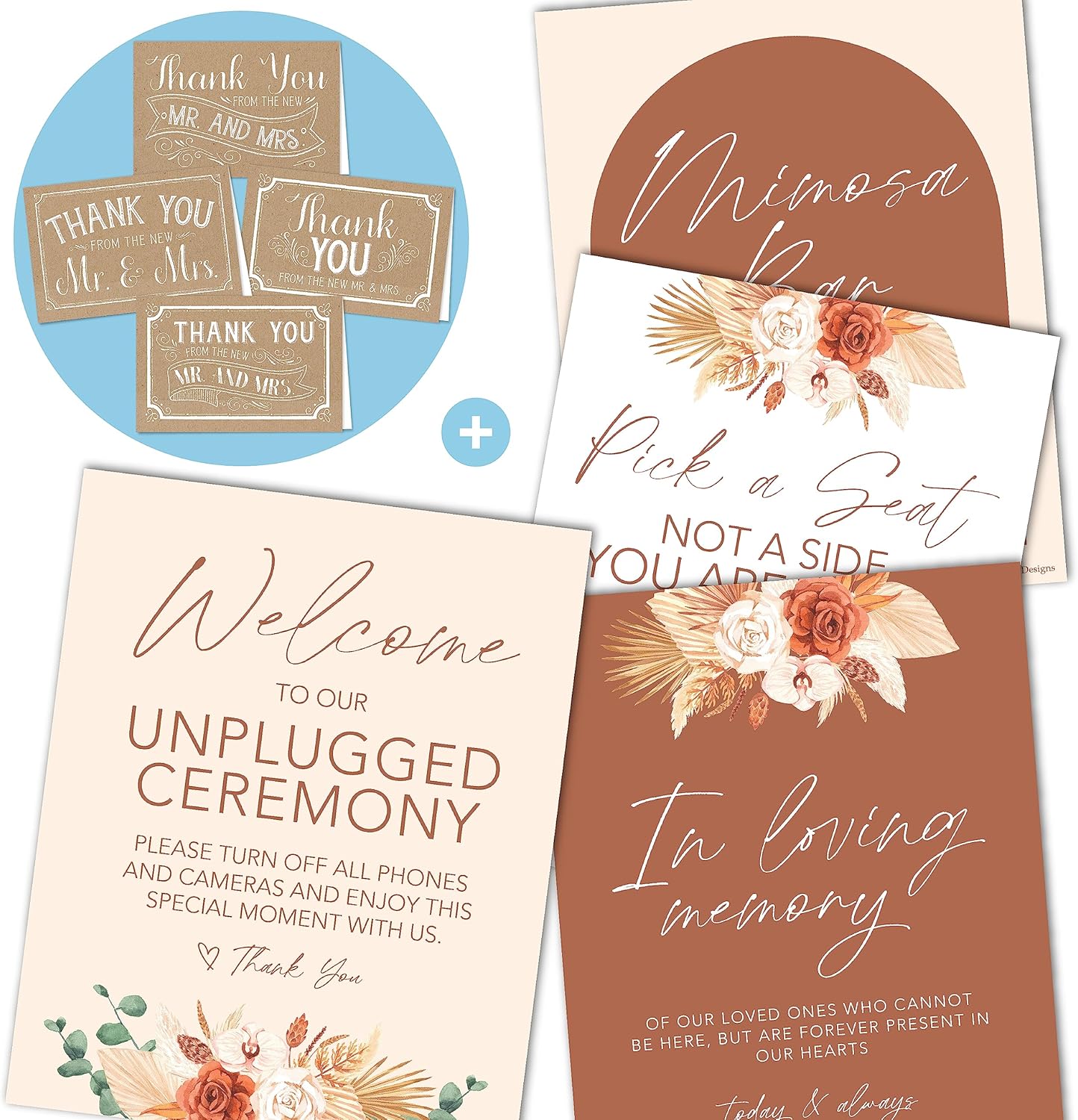 Amazon.com: Hadley Designs 9 Boho Wedding Signs for Ceremony and ...