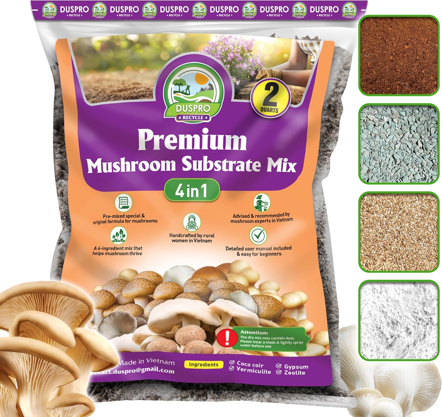 Amazon.com : DUSPRO Recycle Premium 4-in-1 Mushroom Substrate Mix with ...