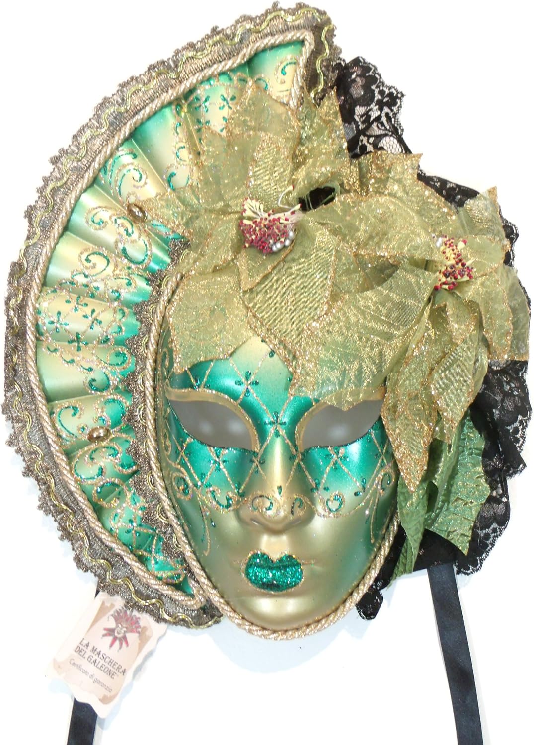 Amazon.com: Green Big Woman Satin Venetian Masquerade Mask: Decorative ...