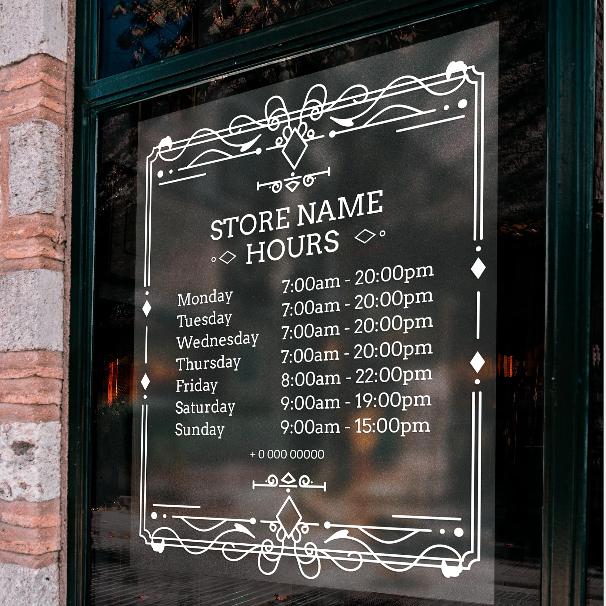 Amazon.com : CRYPTONITE Custom Wall Decal Business Hours Sign for ...