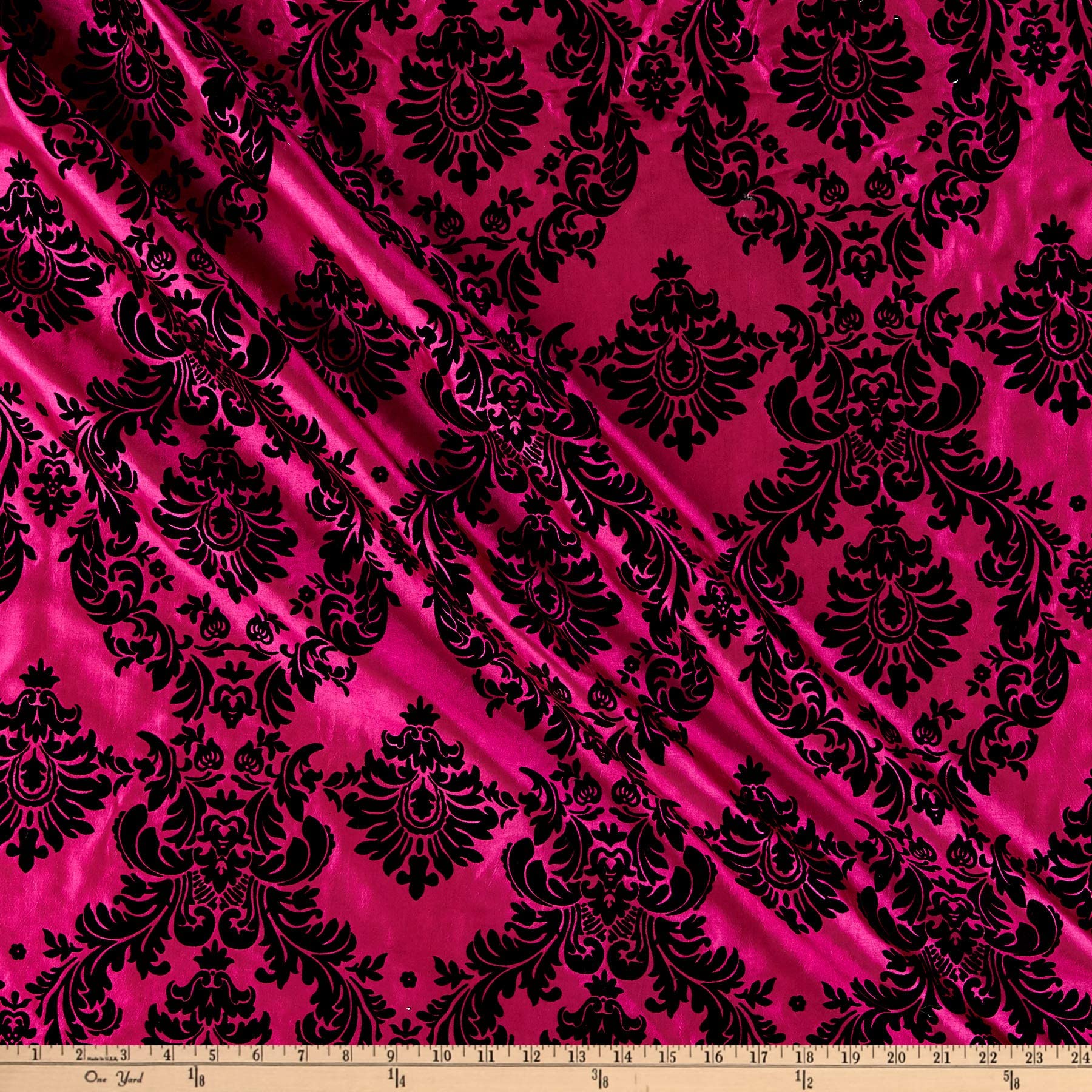 Pink And Black Damask Pattern