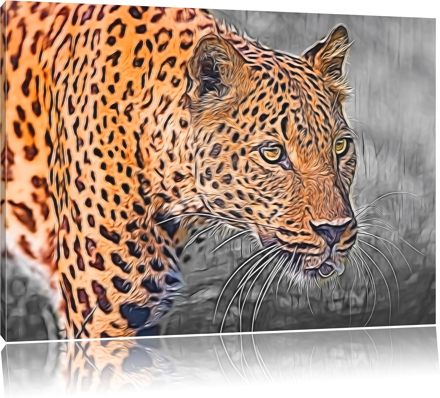 Pixxprint creeping Leopard black/white Deluxe Size: 60x40 cm on canvas ...