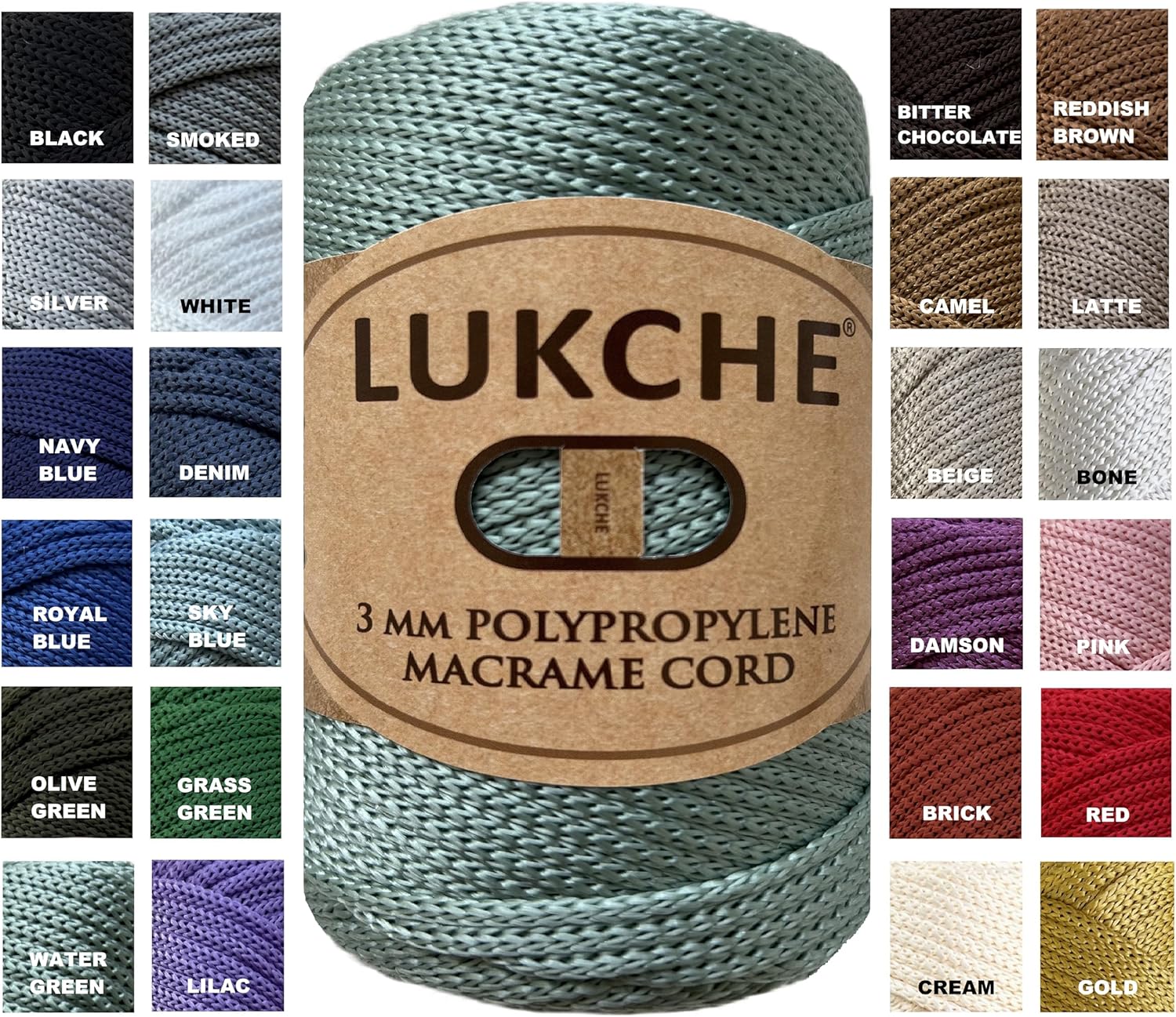 Amazon.com: Lukche 3mm Premium Polyester Macrame Cord (147 Yards), (8. ...