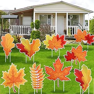 Amazon.com : 9 PCS Fall Yard Signs Fall Leaves Yard Stakes Autumn ...
