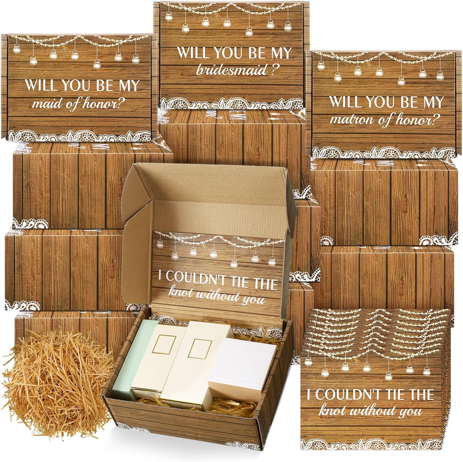 Amazon.com: Trandraft 17 Pack Rustic Bridesmaid Proposal Boxes Rustic ...