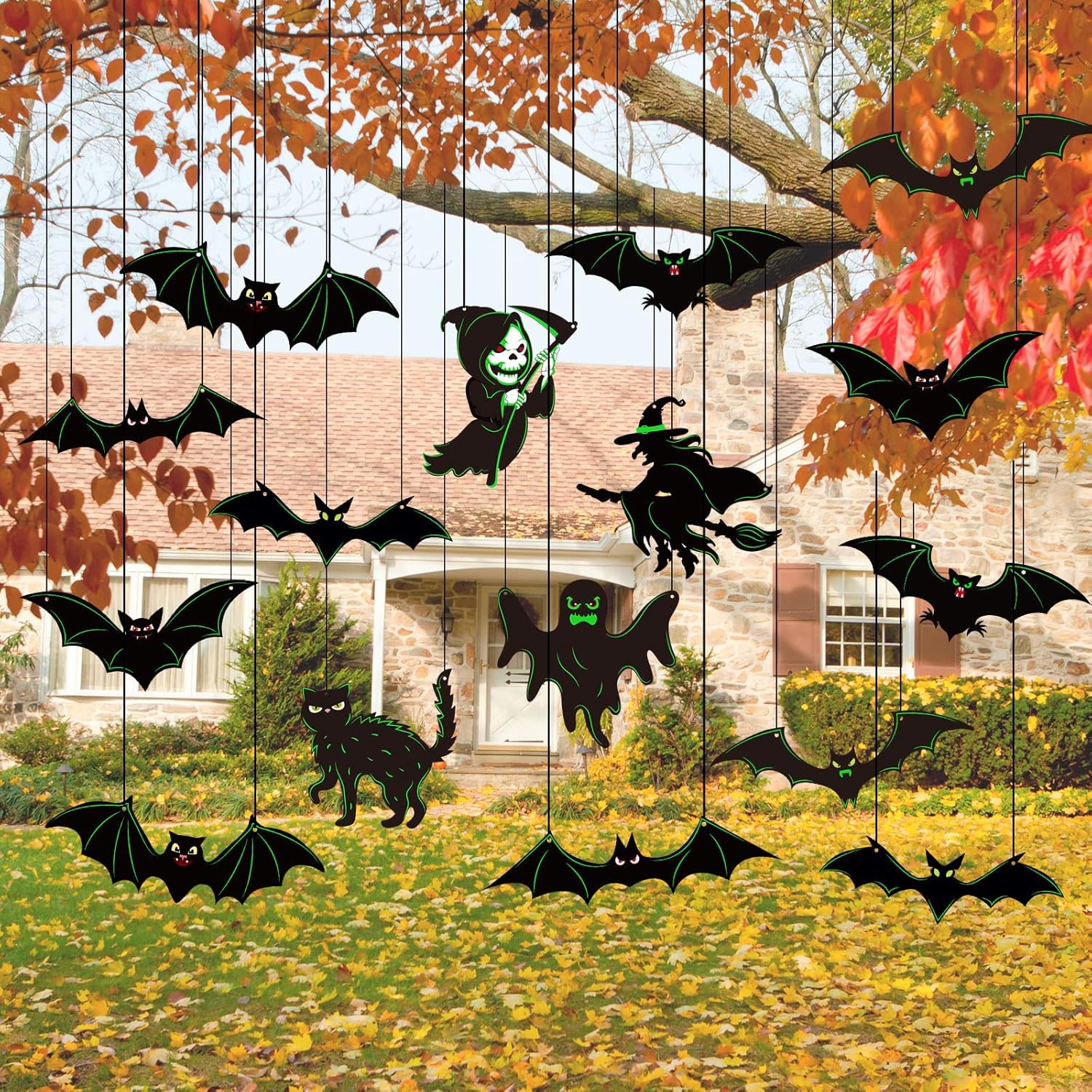 Amazon.com: 20 PCS Halloween Outdoor Decoration Fluorescence Halloween ...
