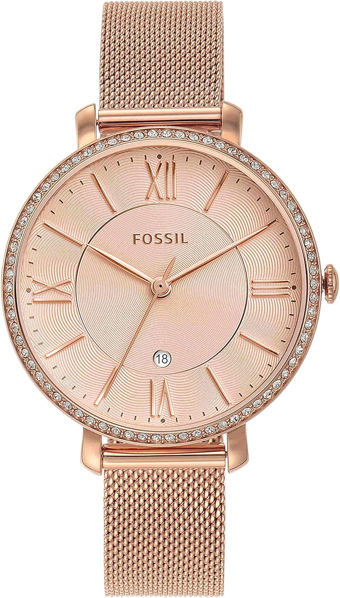 Amazon.com: Fossil Women's Jacqueline Quartz Stainless Steel Mesh Three ...