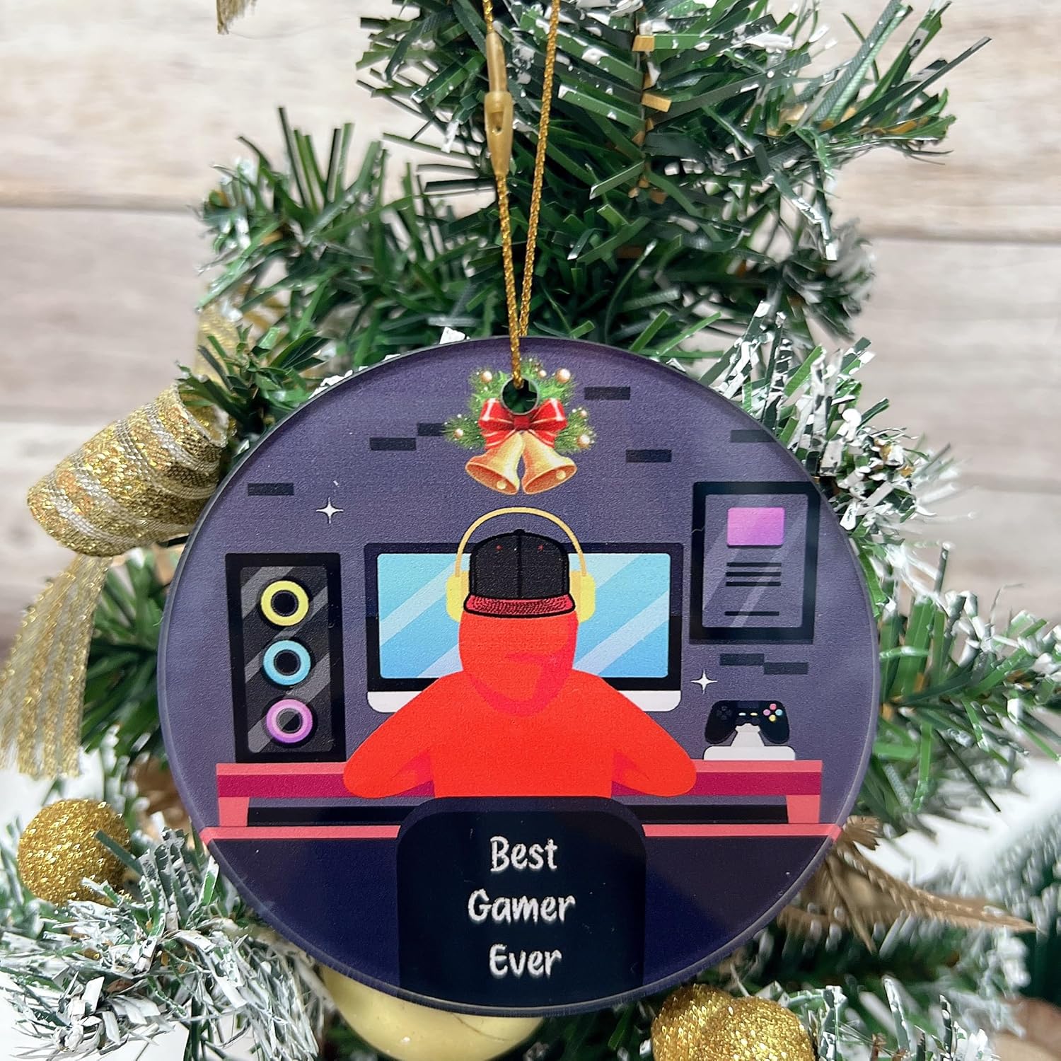 Amazon.com: Video Game Player Boy Girl, Christmas Ornaments Video Gamer ...